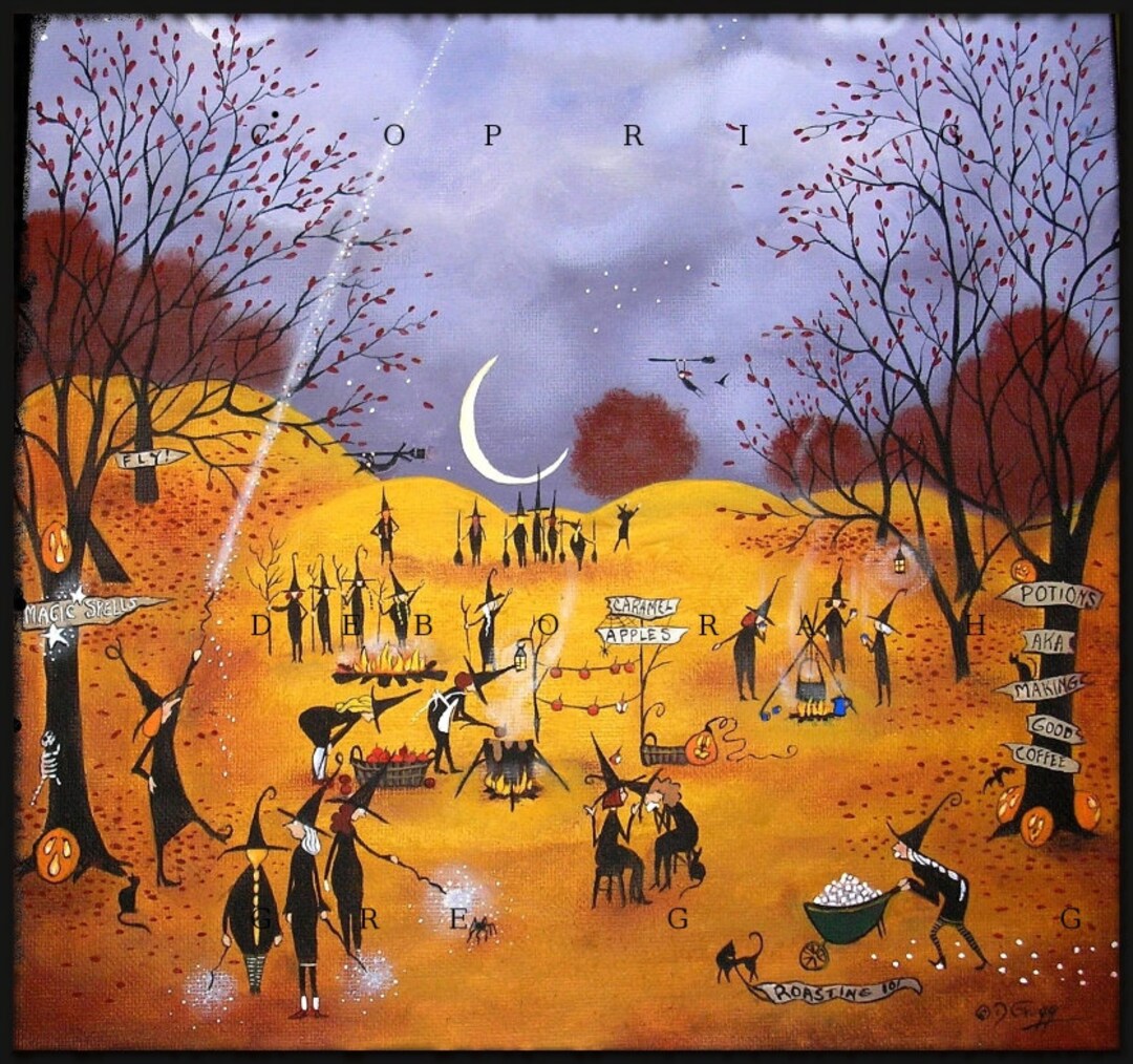Newbies, a Halloween Witches October Nights Moon Print by Deborah Gregg ...