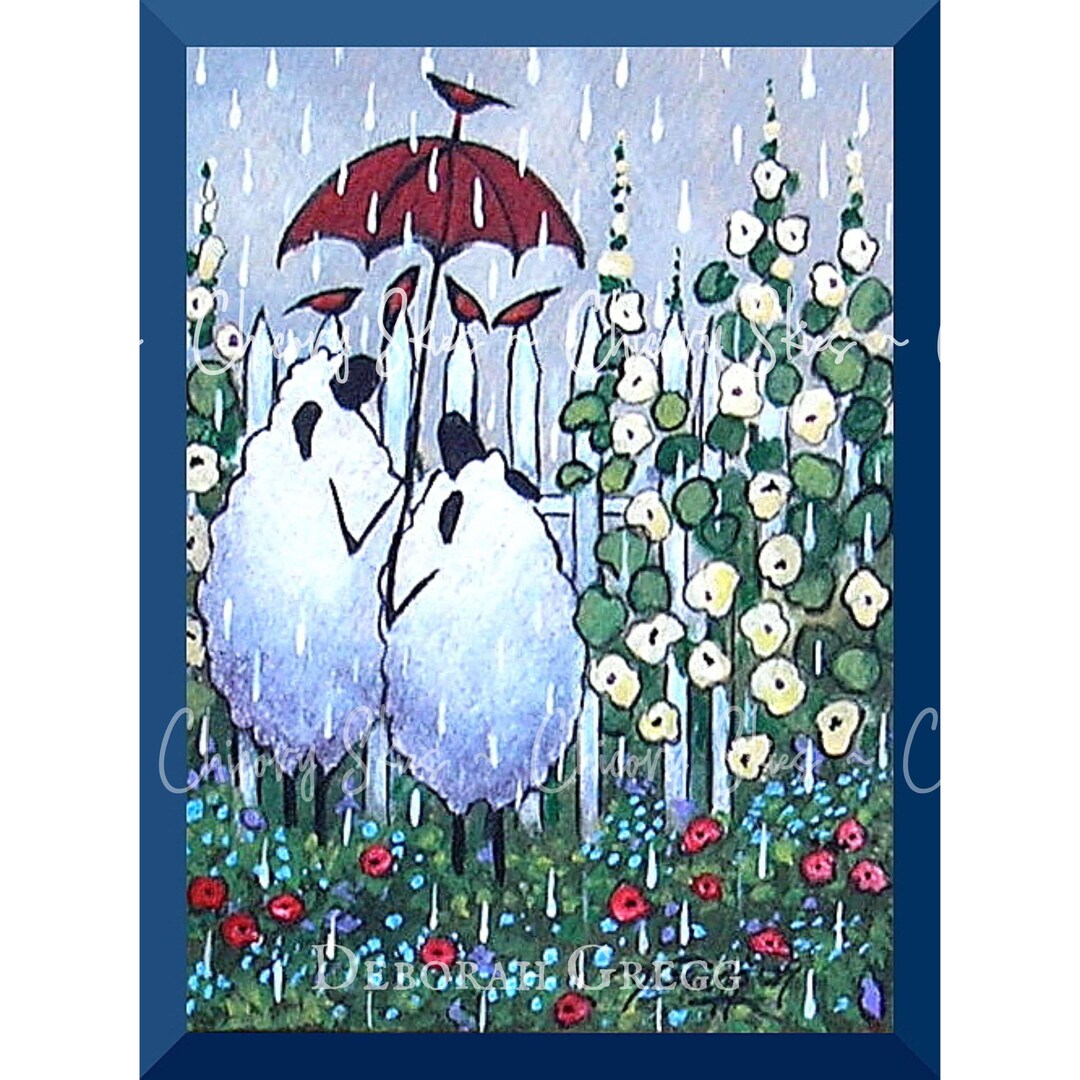 A Conversation in the Rain, a Cottage Core Garden Aceo PRINT by Deborah ...