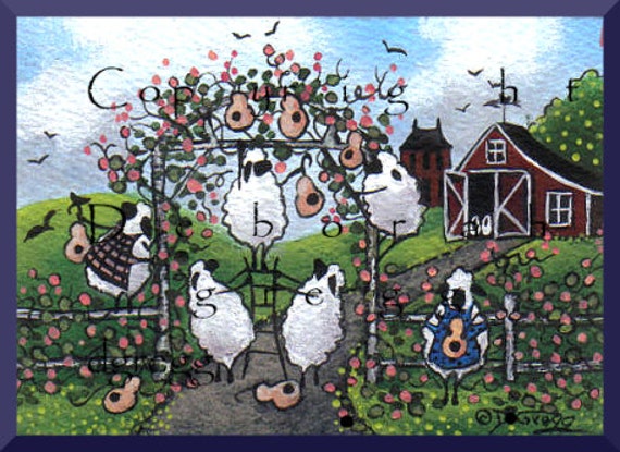 For the Birds a Tiny Spring Sheep Gourd Print by Deborah - Etsy