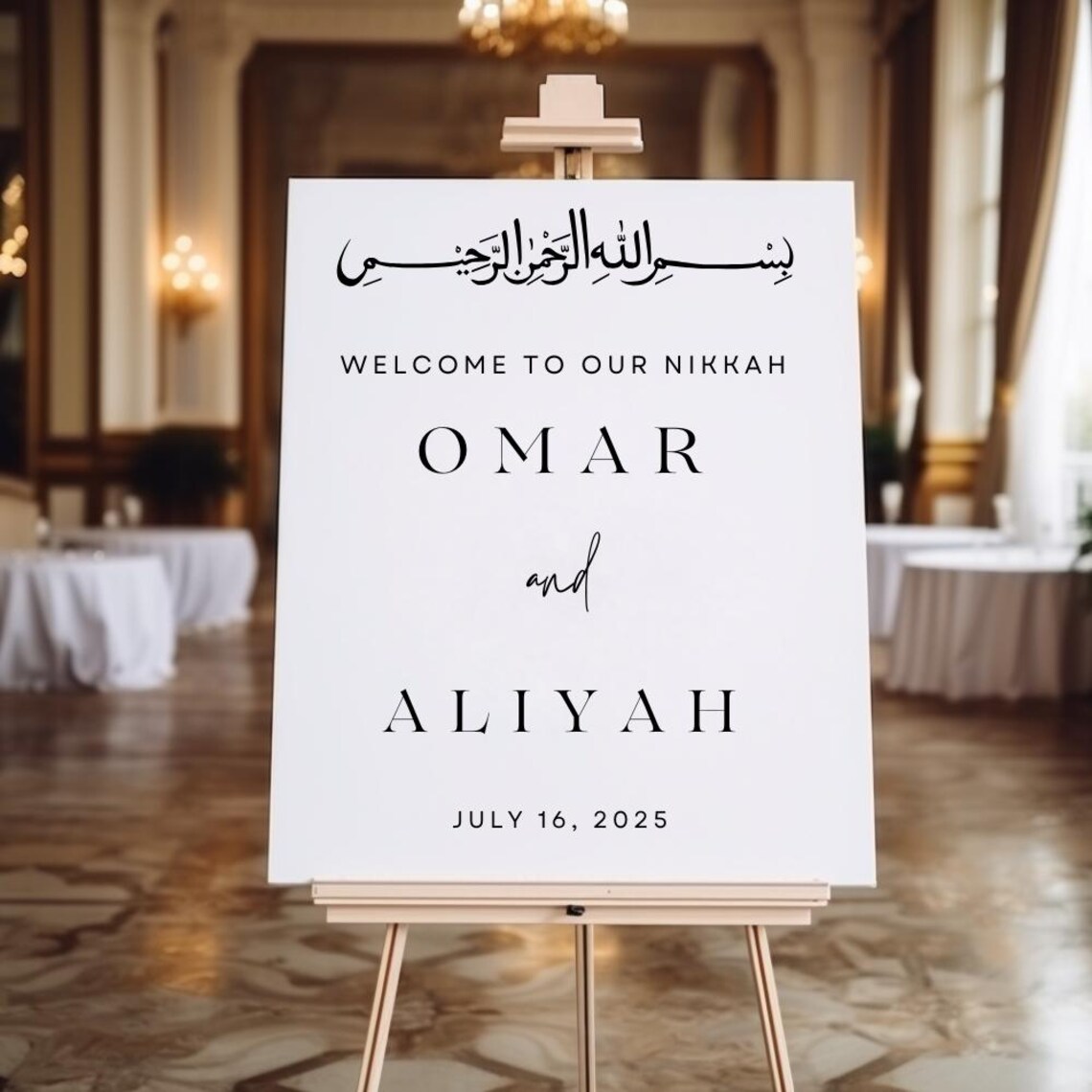 Nikkah Wedding Welcome Sign, Minimal Nikkah Wedding Sign, Bismillah ...