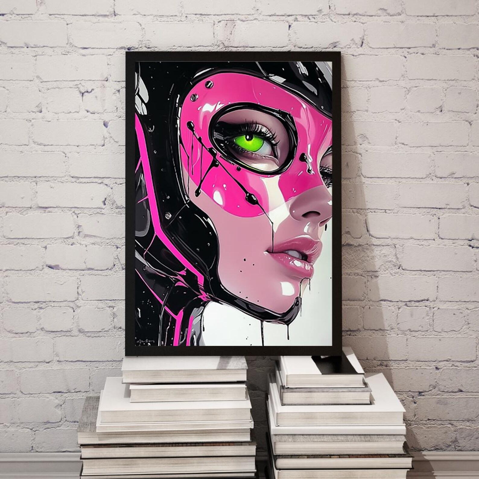 Large Cyberpunk Glam Fashion Contemporary Vibrant Digital Wall Art Home ...