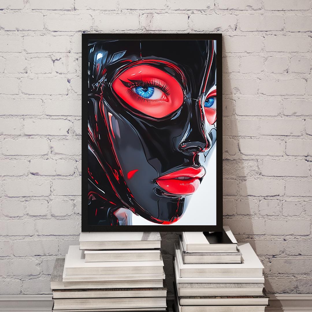 Large Cyberpunk Glam Fashion Contemporary Vibrant Digital Wall Art Home ...