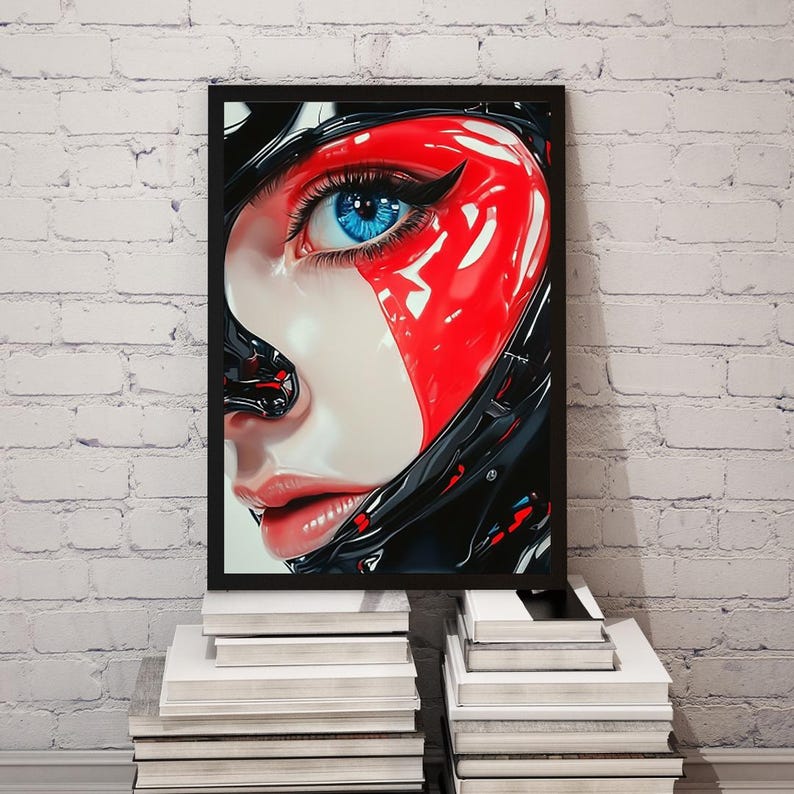 Large Cyberpunk Glam Fashion Contemporary Vibrant Digital Wall Art Home ...