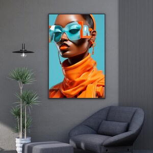 Large Futuristic Bold Neon Glam Fashion Cyberpunk Contemporary Vibrant ...