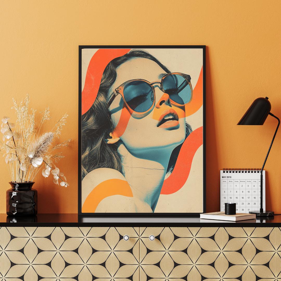 Large Retro Modern Graphic Chic Glam Fashion Surrealism Contemporary ...