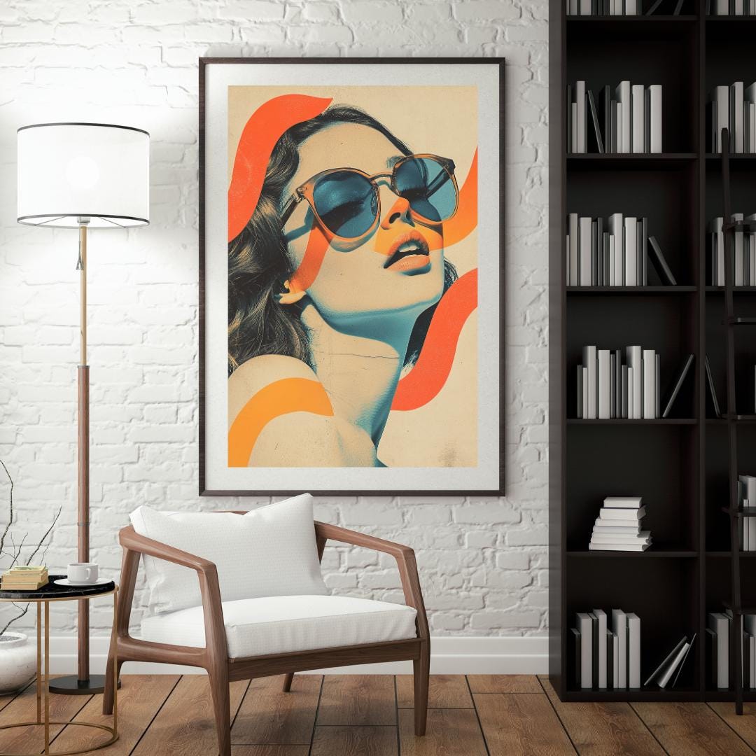 Large Retro Modern Graphic Chic Glam Fashion Surrealism Contemporary ...