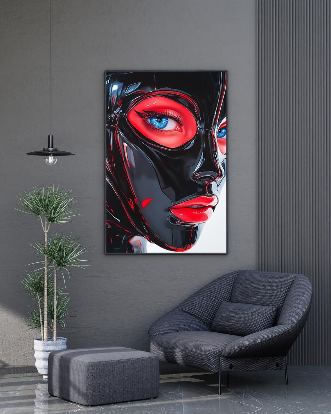 Large Cyberpunk Glam Fashion Contemporary Vibrant Digital Wall Art Home ...