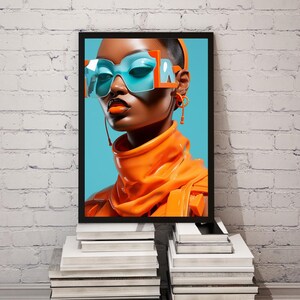 Large Futuristic Bold Neon Glam Fashion Cyberpunk Contemporary Vibrant ...