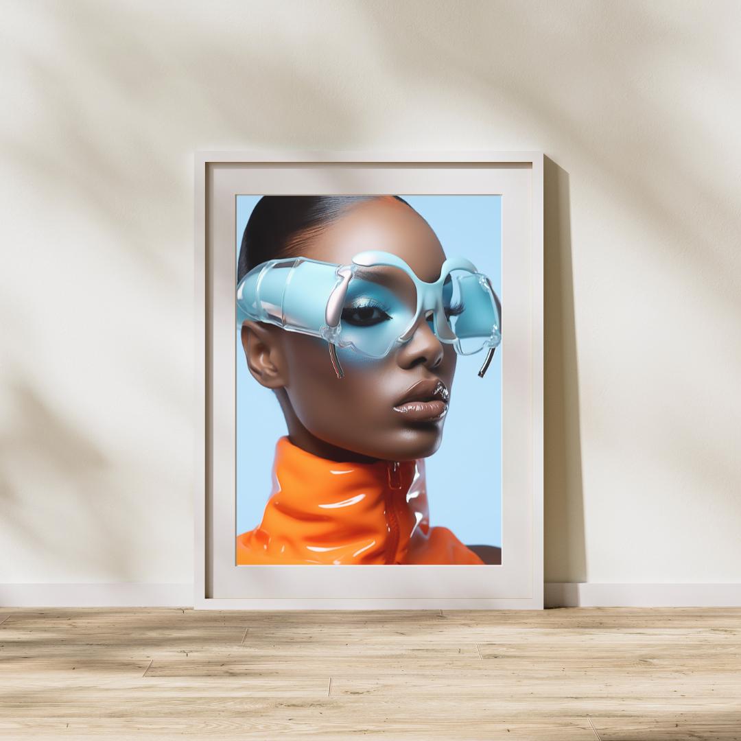 Large Futuristic Bold Neon Glam Fashion Cyberpunk Contemporary Vibrant ...