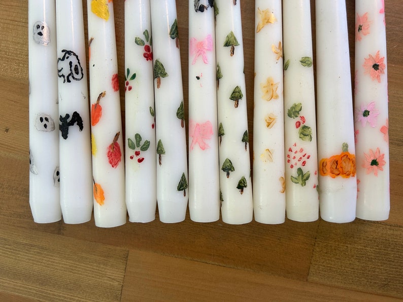Hand Painted Taper Candles - Etsy