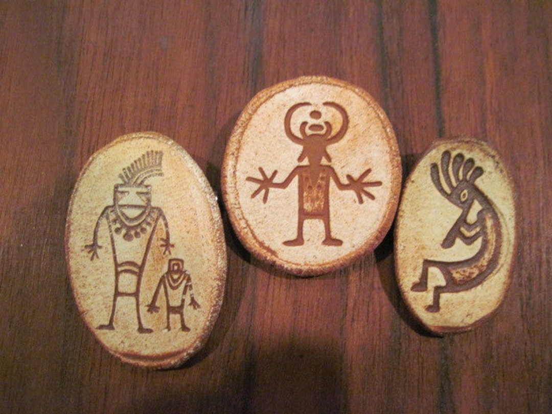 Set of Three Rock Art Pins - Etsy