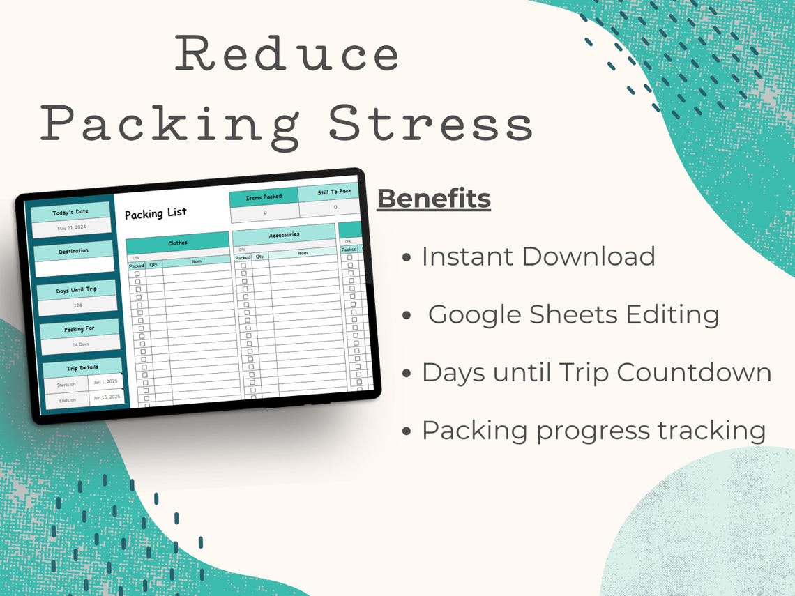 Editable Packing List Spreadsheet | Trip Planner Template | Google ...