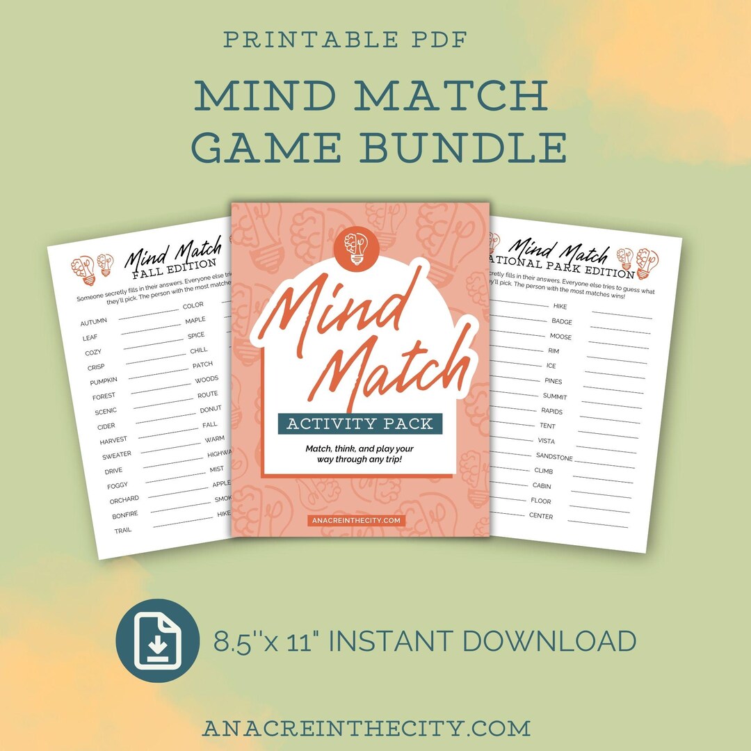 Mind Match Game – Road Trip & Holiday Word Association (printable PDF ...