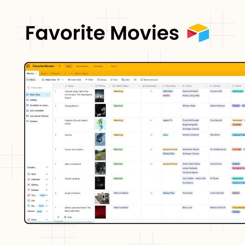 Favorite Movie Tracker Template for Airtable | Watchlist, Ratings ...
