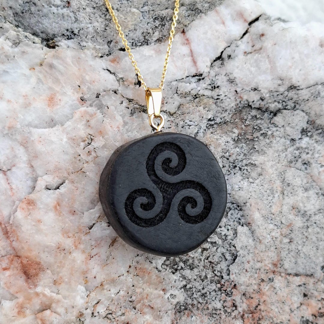 Irish Bog Oak Pendant With Triskelion Symbol - Etsy
