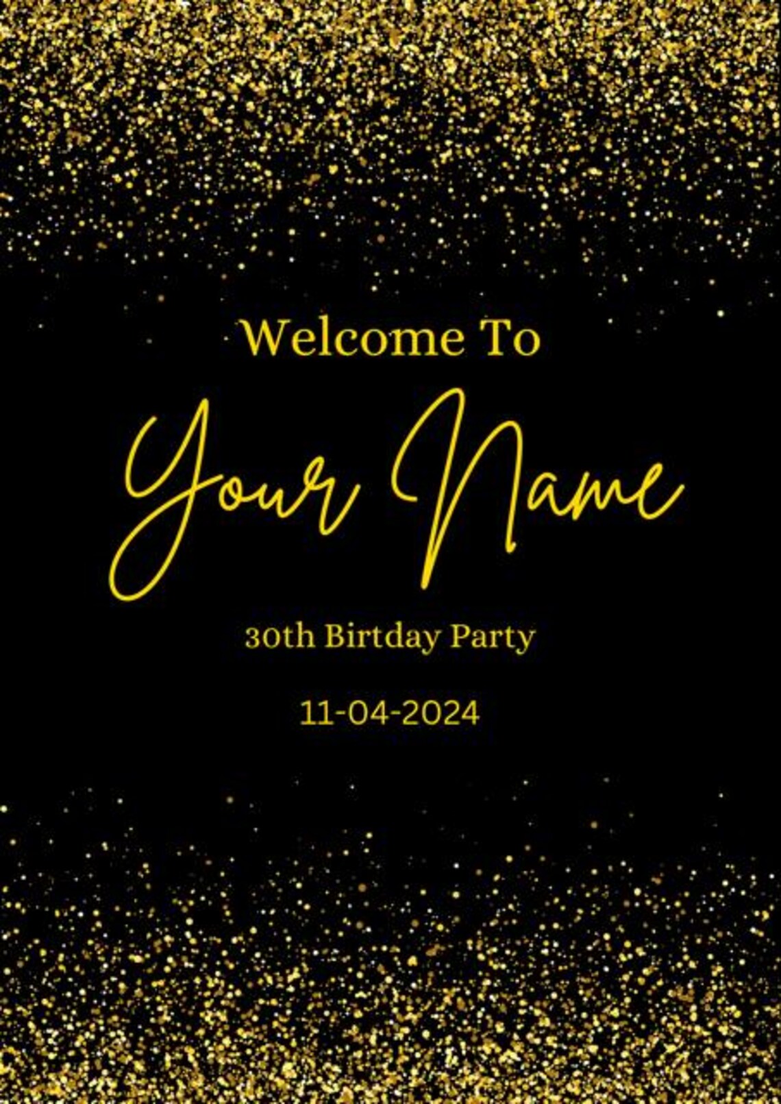 Personalized Black and Gold Birthday Welcome Board – Foamex Party Decor ...