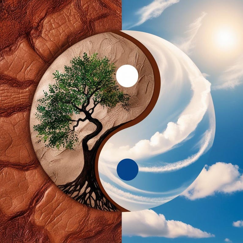 Ying Yang Symbol With Earth and Sky - Etsy