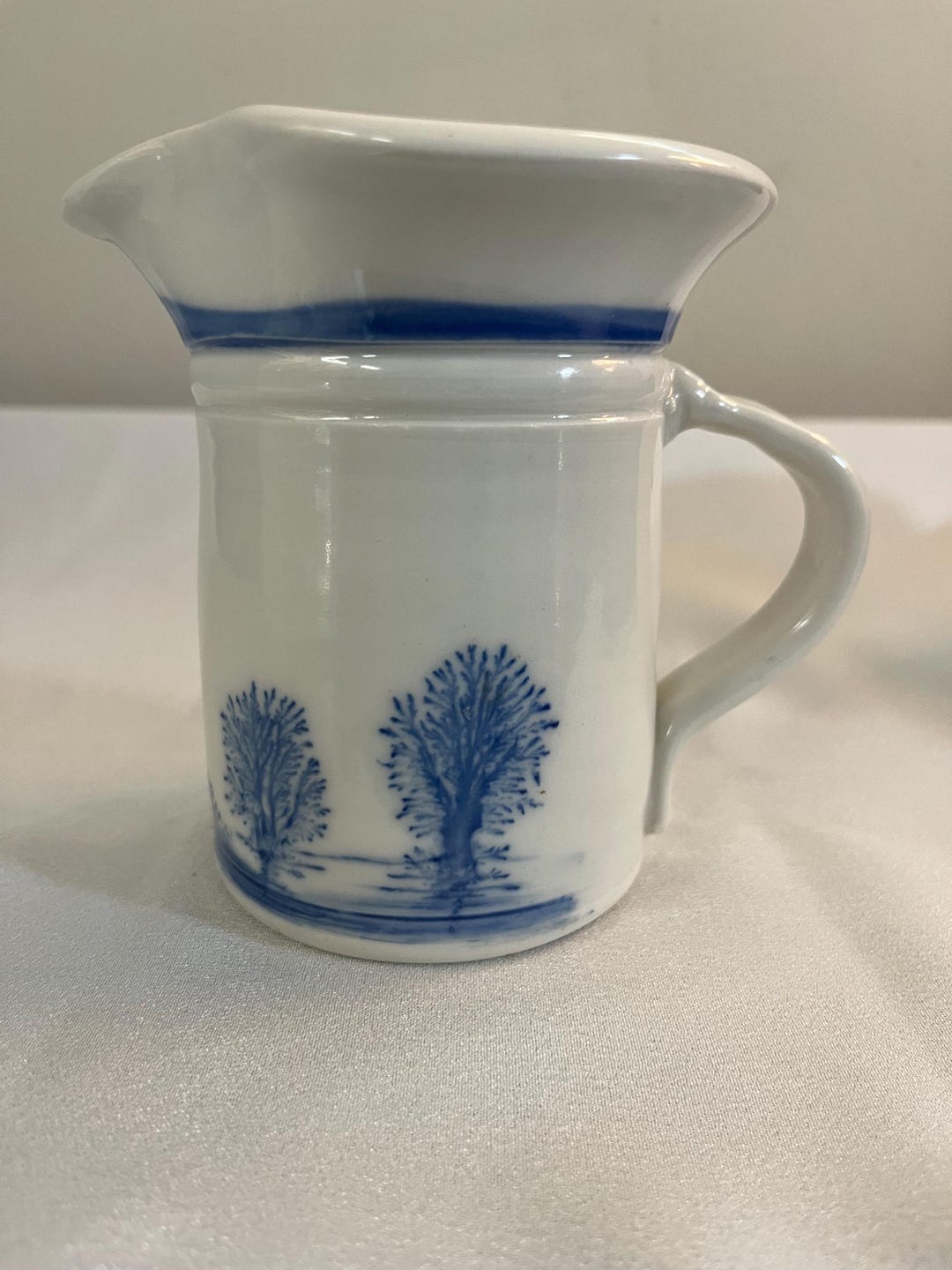 Hand Thrown Pottery Creamer by Old World Pottery, Blue Accent Trees ...