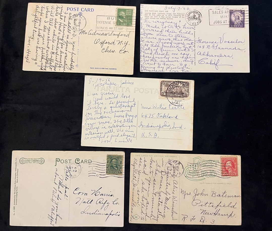 Assorted Vintage Nostalgic Post Cards, Lot of 5 Cards Circa 1908 ...