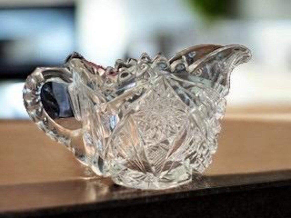 Crystal Creamer -vintage or Antique Heavy Cut Glass With Heavy Sawtooth ...