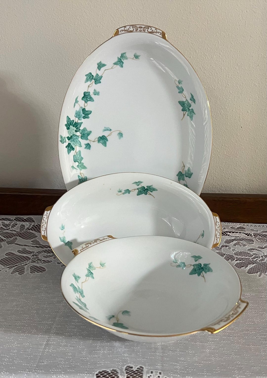 Oval Vegetable Bowl, Sango Caprice, Green Ivy, 22k Gold Trim, 1970s - Etsy