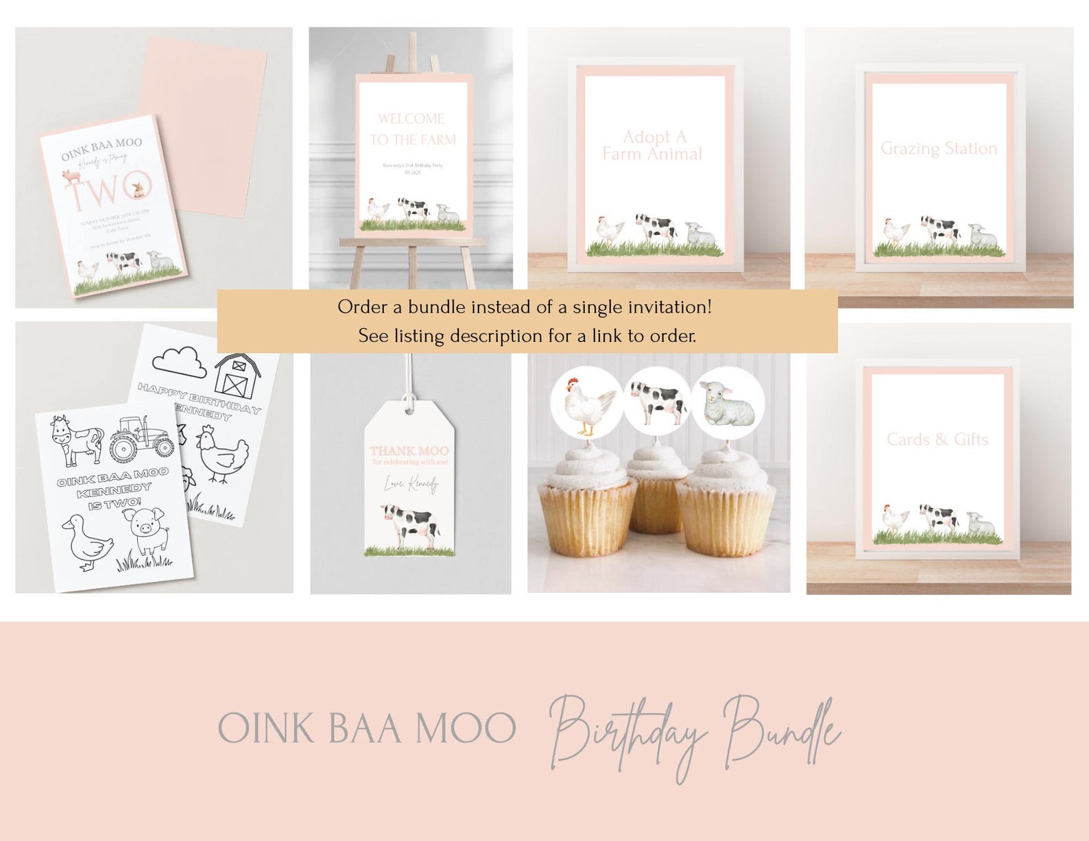 Oink Baa Moo Farm Theme Birthday Party Invitation | 2nd Birthday Party ...