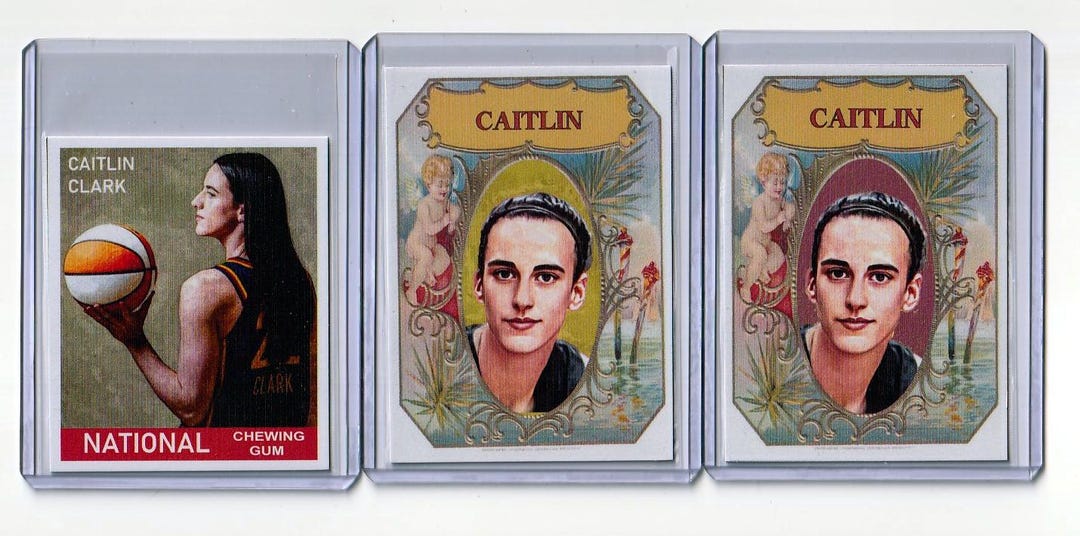 Five Caitlin Clark Cards, Standard Size, Semi Glossy. Card Stock, Art ...