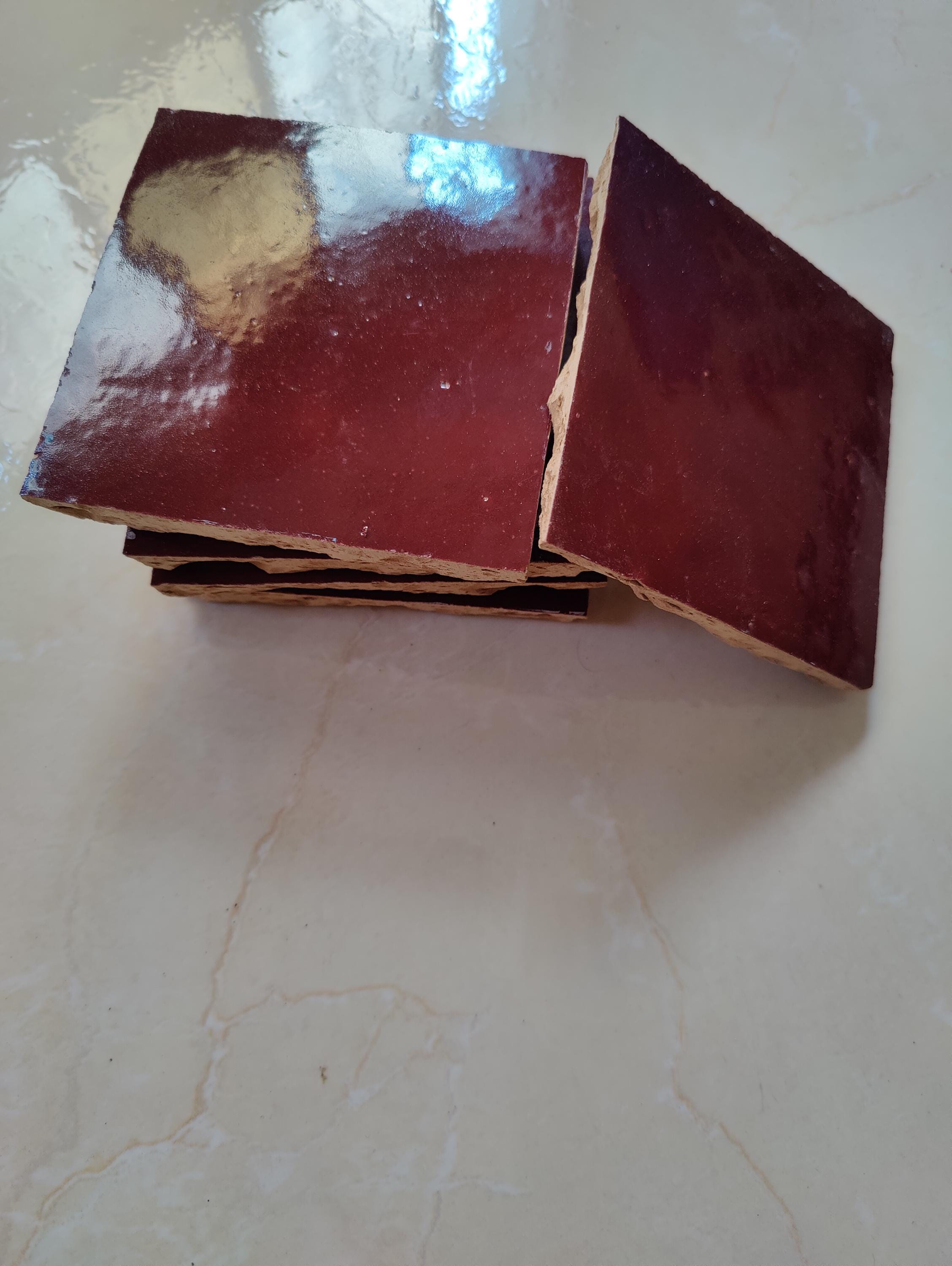 Handmade Moroccan Zellige Tile: Deep Red Glazed Tilework (4x4 In) - Etsy