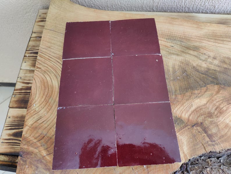 Handmade Moroccan Zellige Tile: Deep Red Glazed Tilework (4x4 In) - Etsy