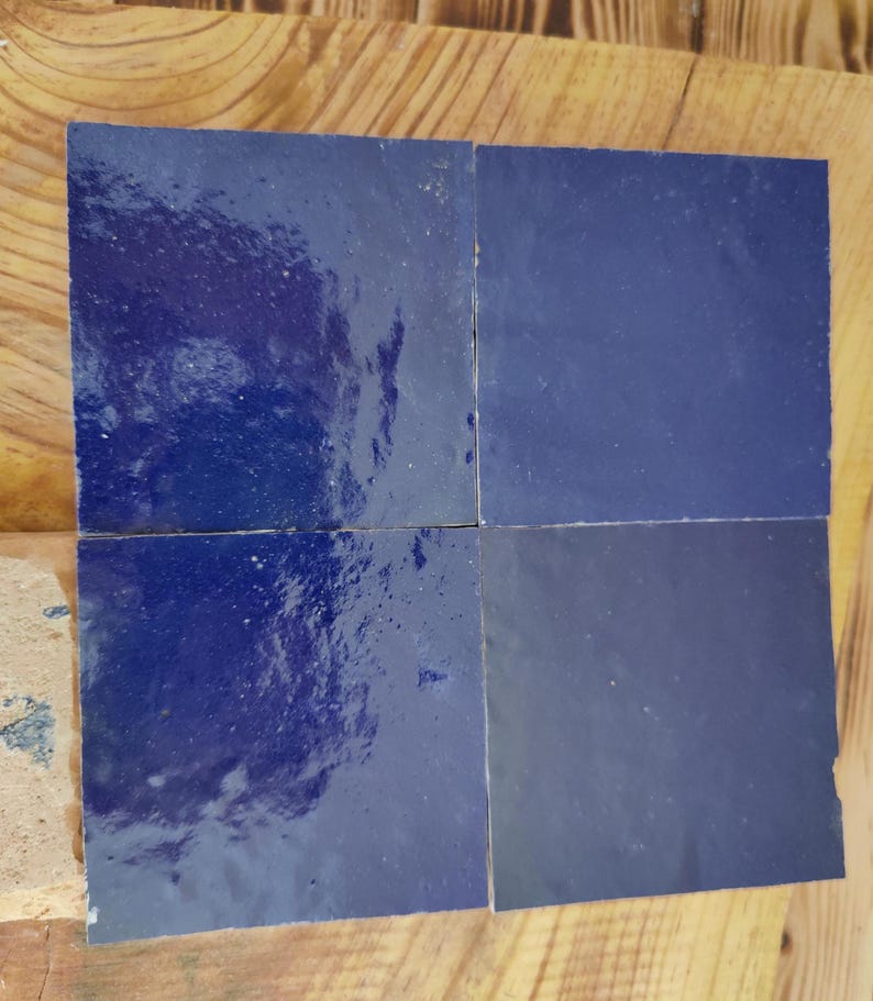 Moroccan Zellige Tiles – 4x4"(10x10 Cm) Handmade Deep Blue Glazed ...