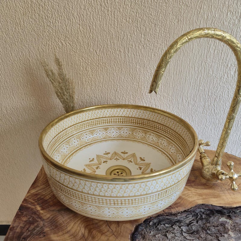 White Gold Vessel Sink - Etsy UK