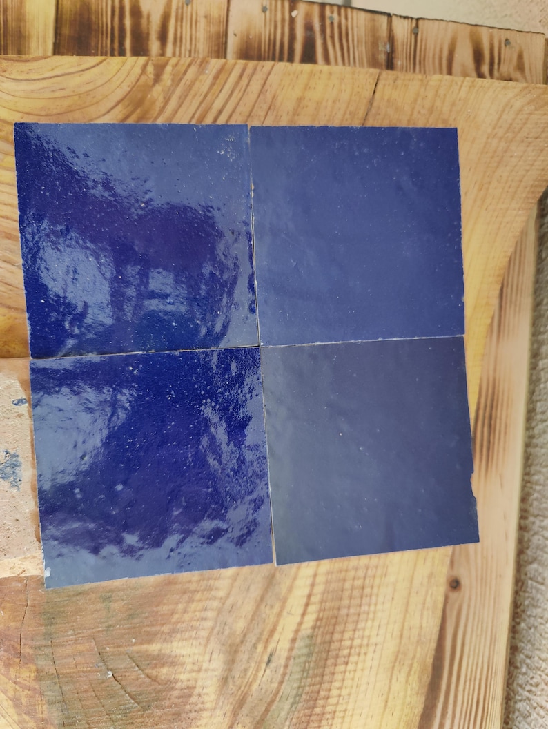 Moroccan Zellige Tiles – 4x4"(10x10 Cm) Handmade Deep Blue Glazed ...