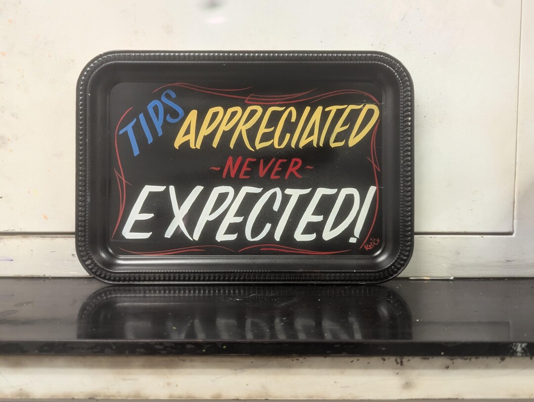 Tips Appreciated Metal Hand Painted Signs for Barbers/ Tattooists ...
