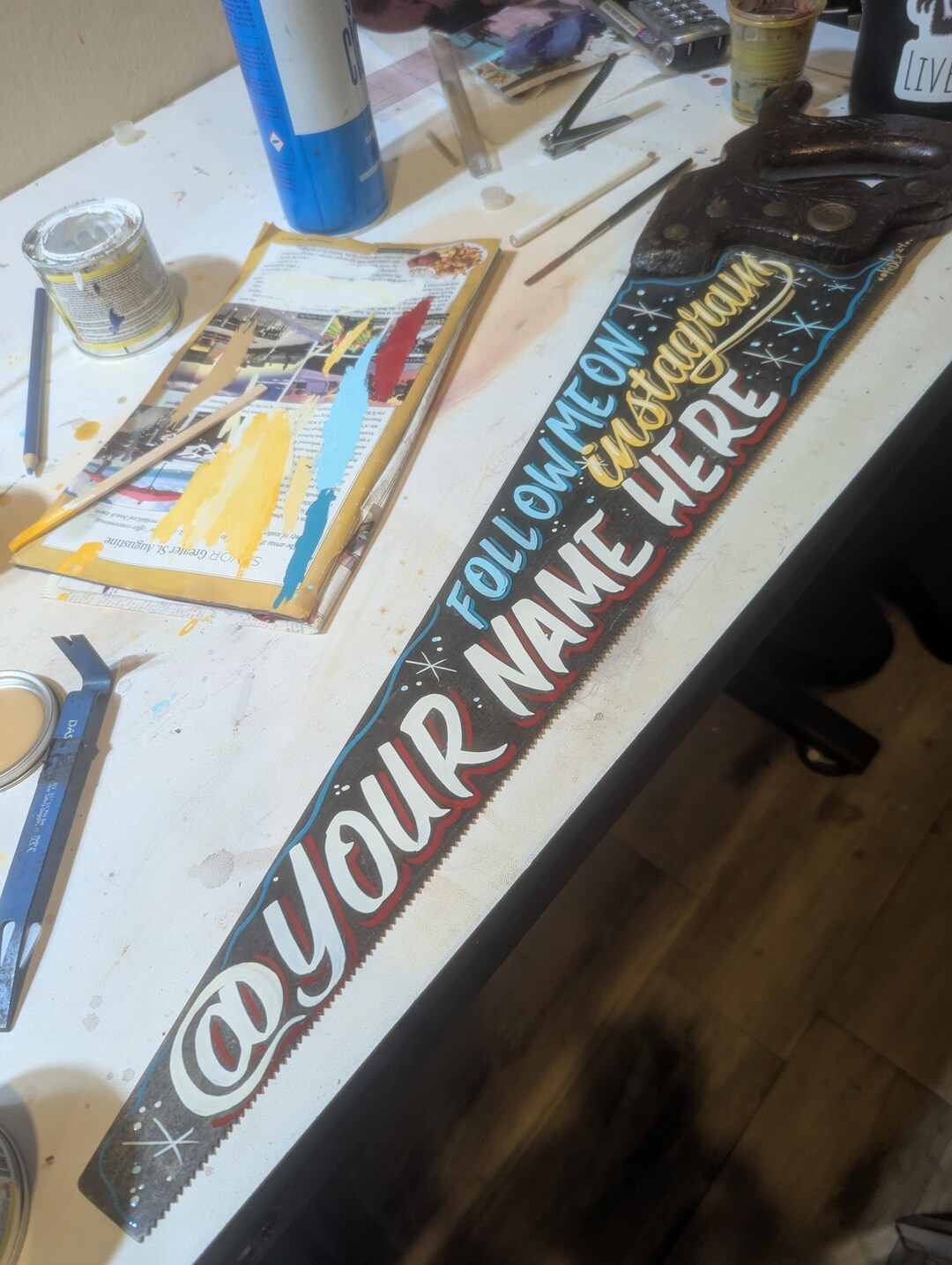 Custom Painted Saw With Name and Tag - Etsy