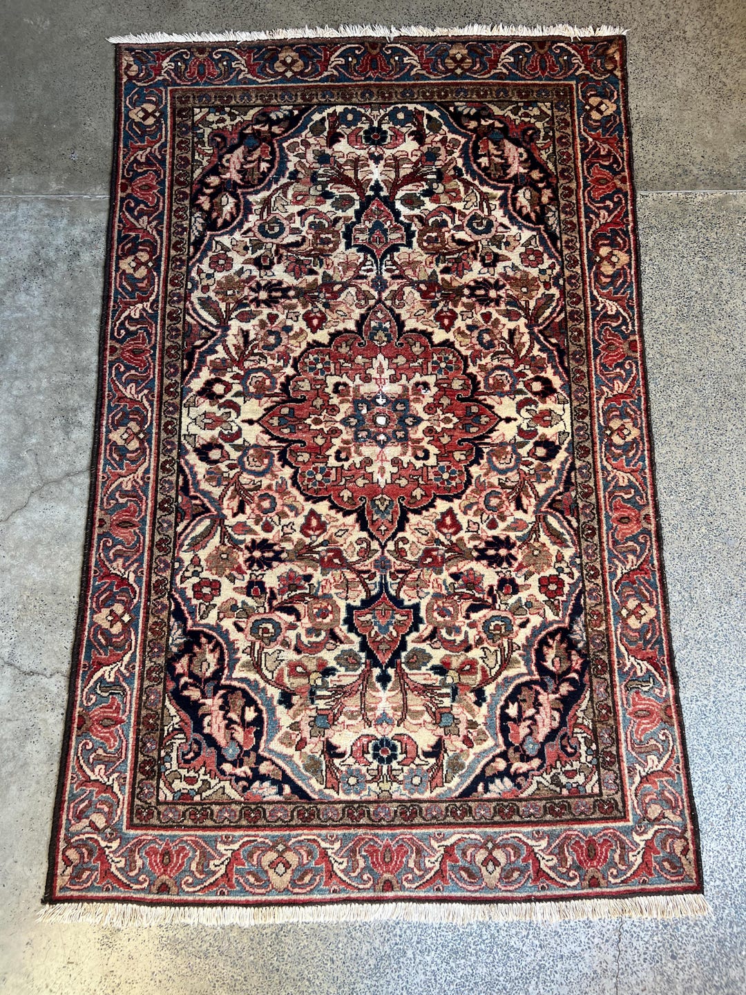 Rustic Red and White 6.4x3.11 Floral Area Rug - Vintage Turkish Rug ...