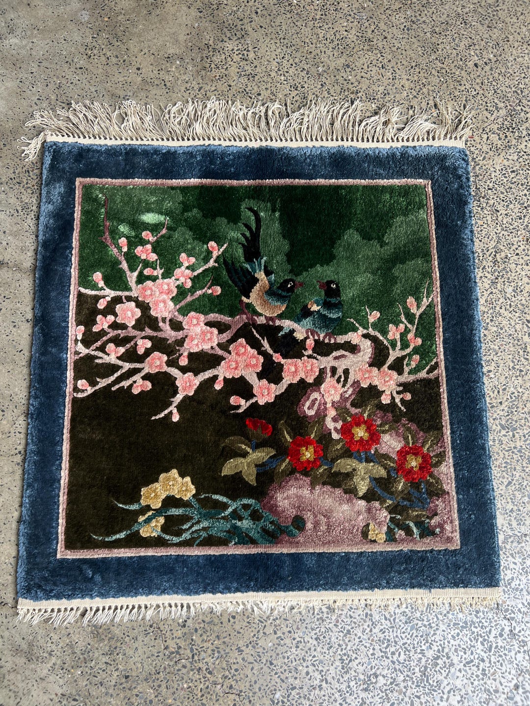 2x2 Pictorial Birds Rug Vintage Rug Pure Silk Rug - Etsy