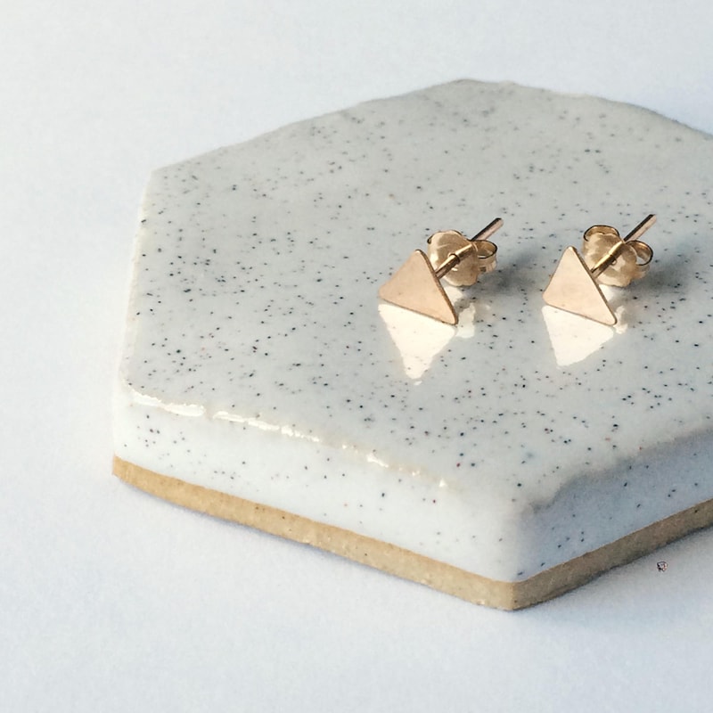 Gold Triangle Earrings - Etsy
