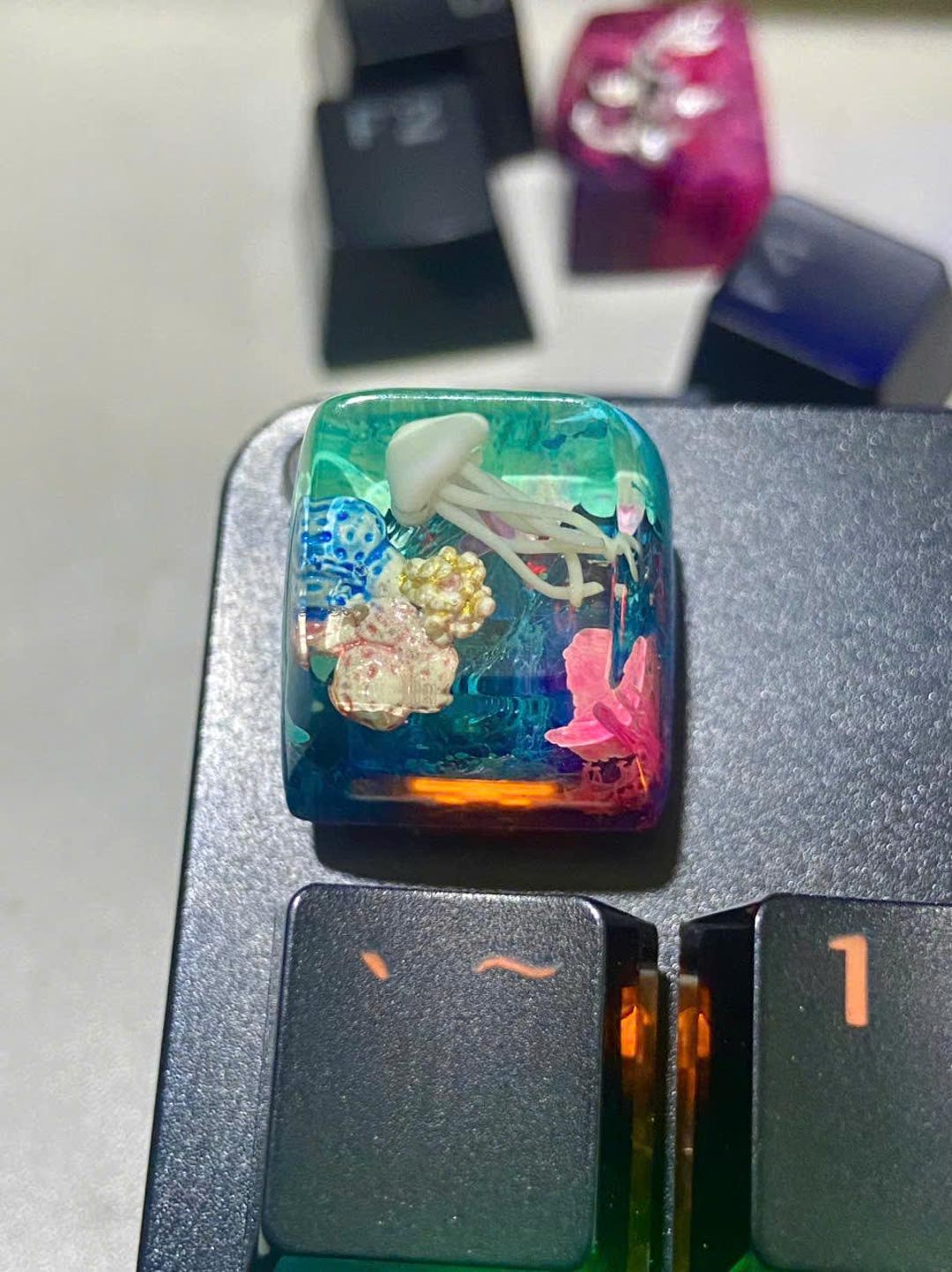 Jellyfish Artisan Keycaps,handmade Custom Deep Ocean Artisan Keycaps,sa ...