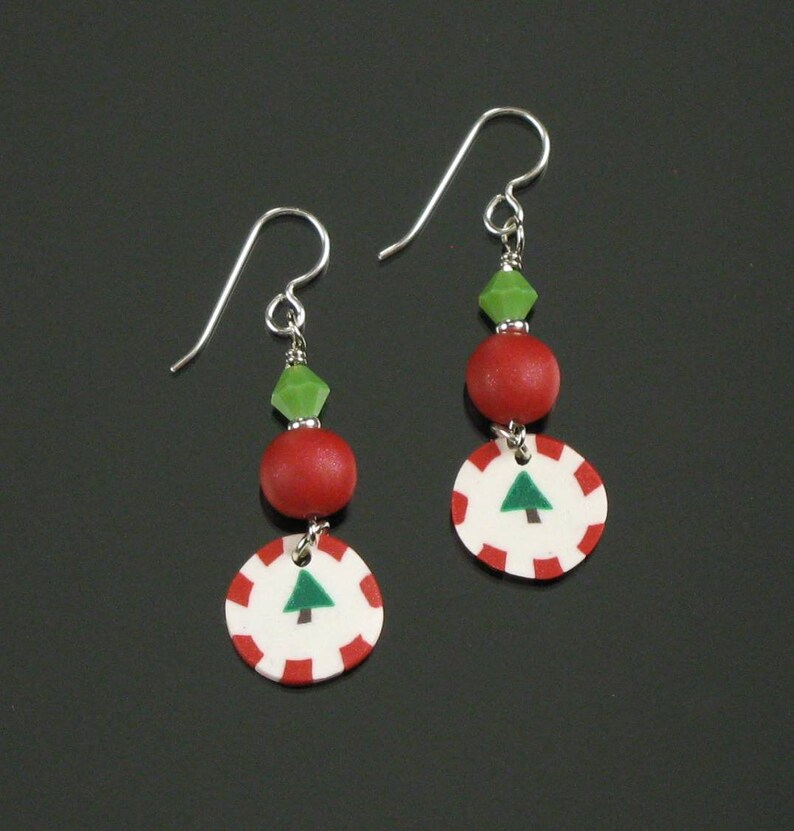 Peppermint Candy Earrings Christmas Candy Silver Earrings - Etsy