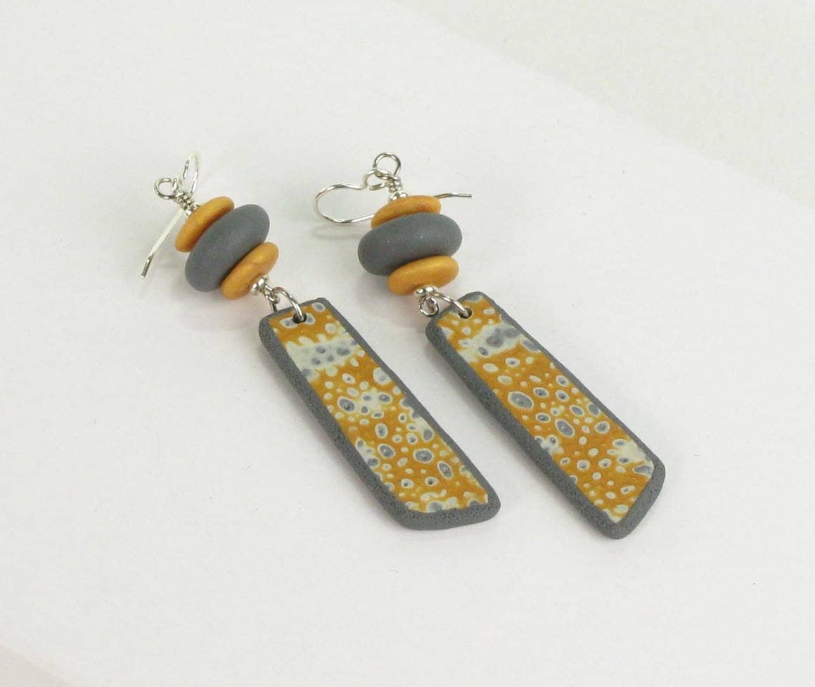 Rustic Modern Art Earrings Unique Abstract Art Long Dangle | Etsy