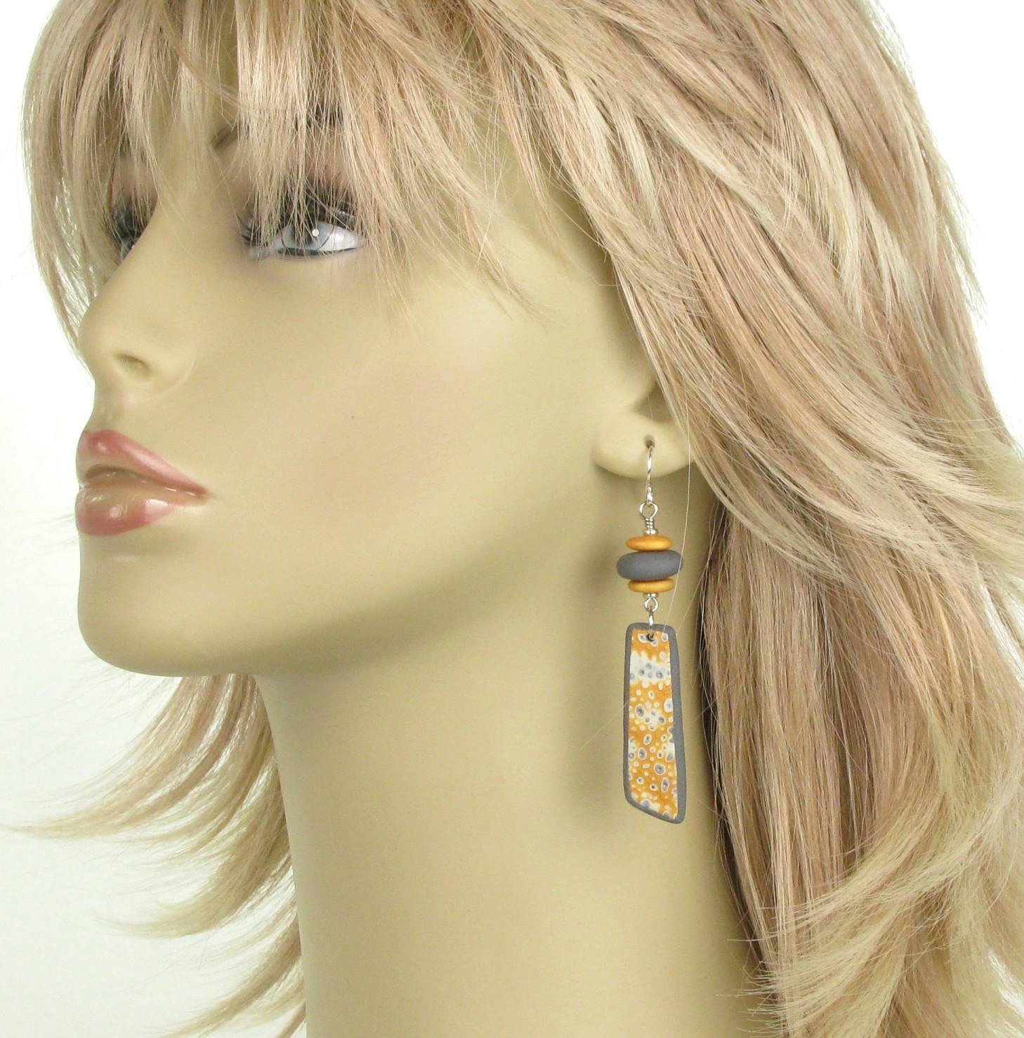 Rustic Modern Art Earrings Unique Abstract Art Long Dangle | Etsy