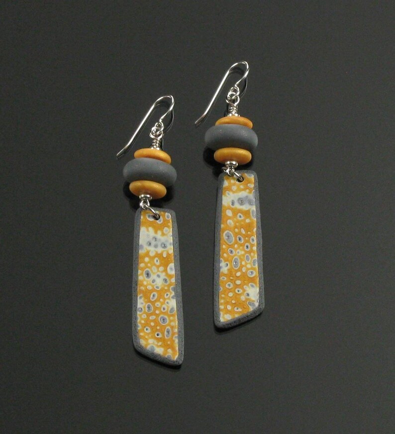 Rustic Modern Art Earrings Unique Abstract Art Long Dangle - Etsy