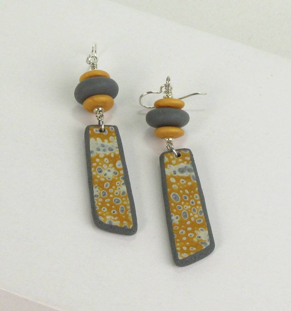 Rustic Modern Art Earrings Unique Abstract Art Long Dangle | Etsy