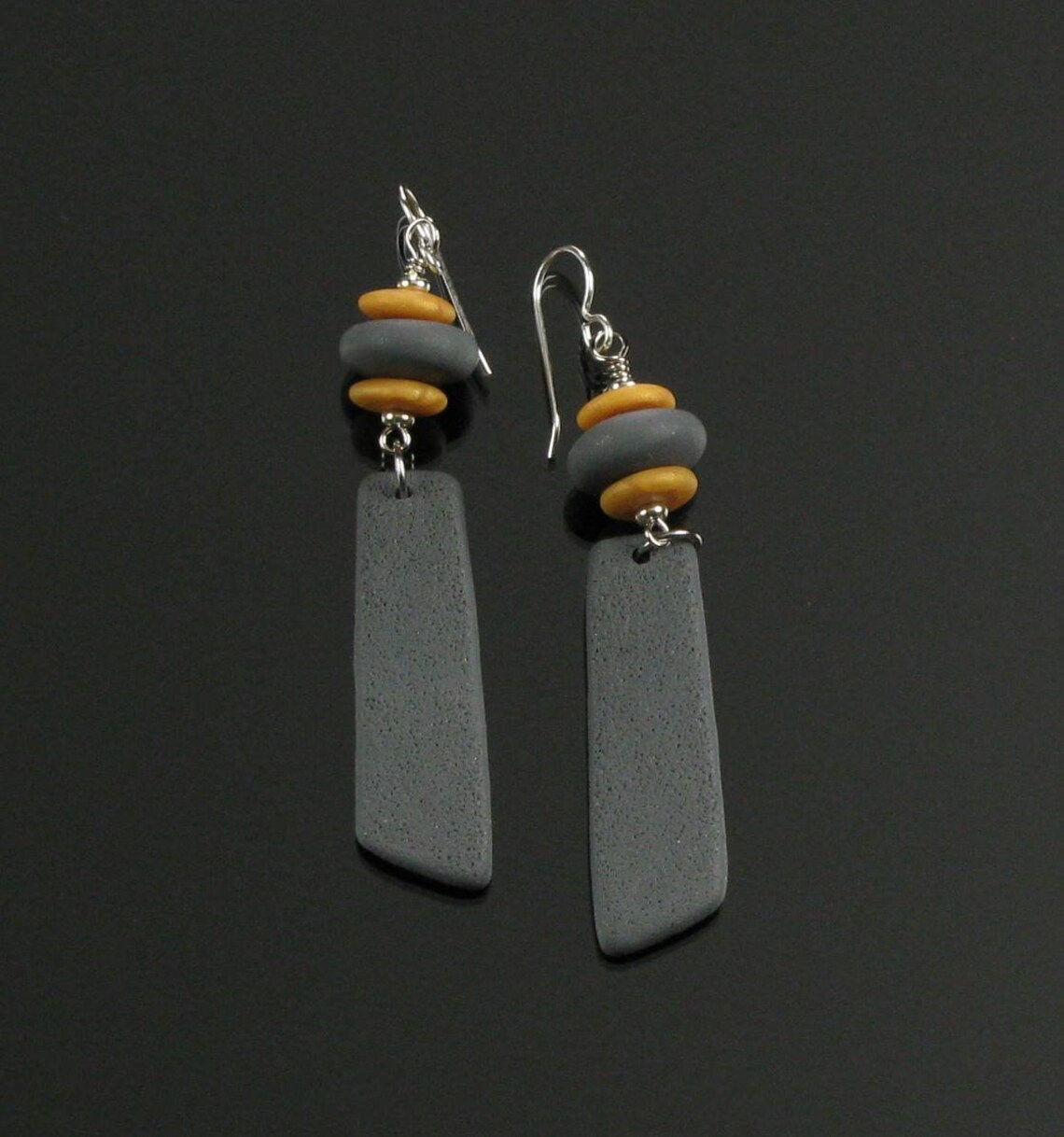 Rustic Modern Art Earrings Unique Abstract Art Long Dangle | Etsy