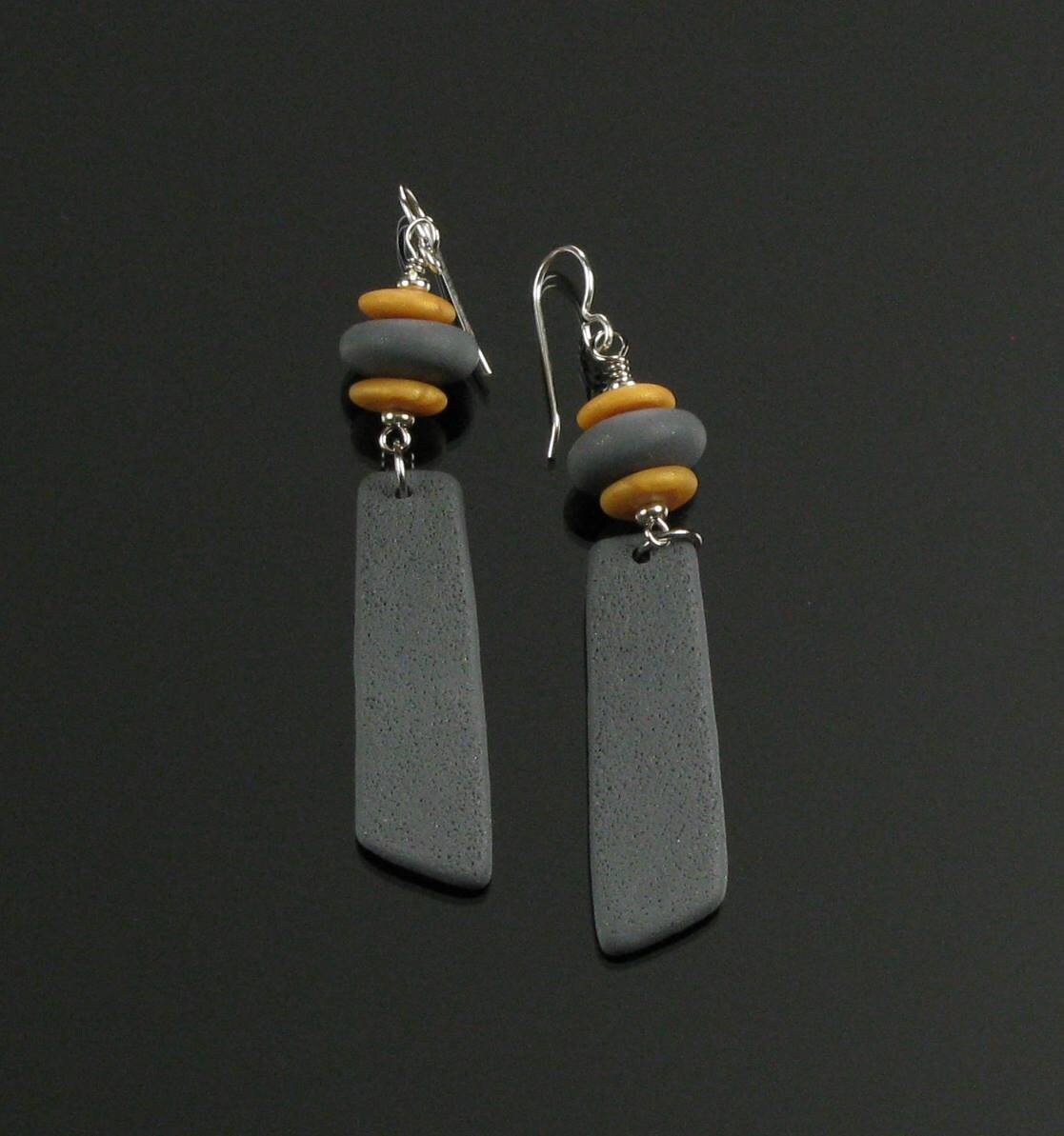 Rustic Modern Art Earrings Unique Abstract Art Long Dangle | Etsy