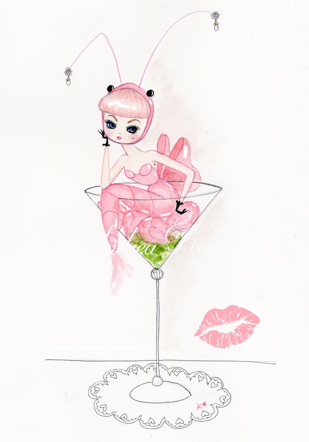 Shrimp Cocktail 5x7inch Handmade Glittery Greetings Card - Etsy