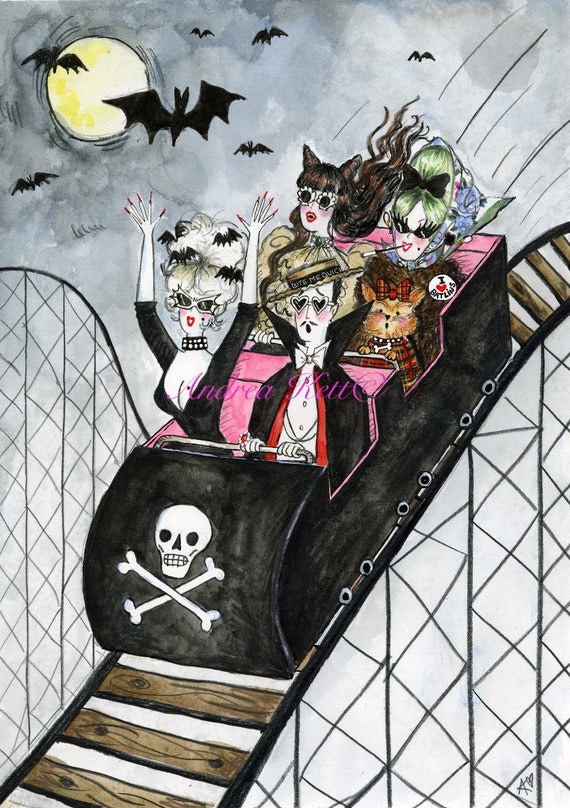 Vampire Roller Coaster Postcard - Etsy