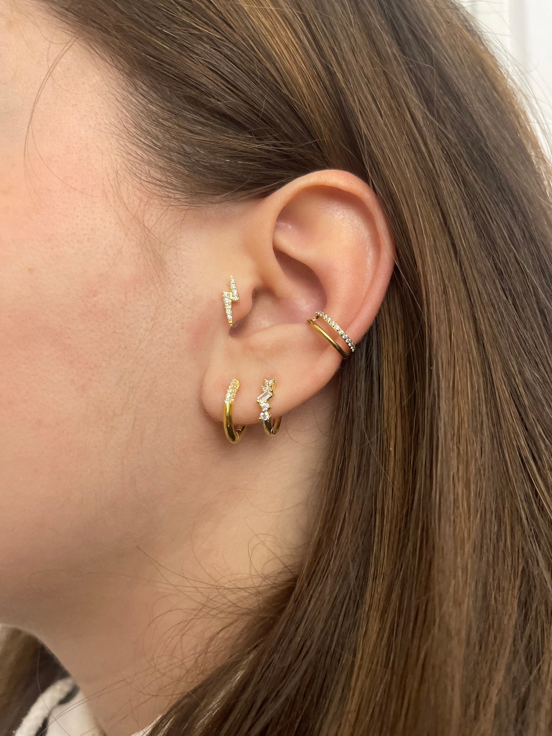 Conch Piercing, Stainless Steel Piercing, Gold Plated Piercing, Circle ...