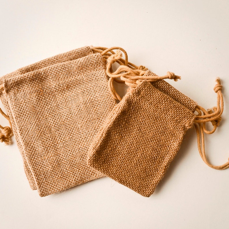 25 Burlap Bags 5x6, Jute, Natural Drawstring Sack, Rustic Gift Bag ...