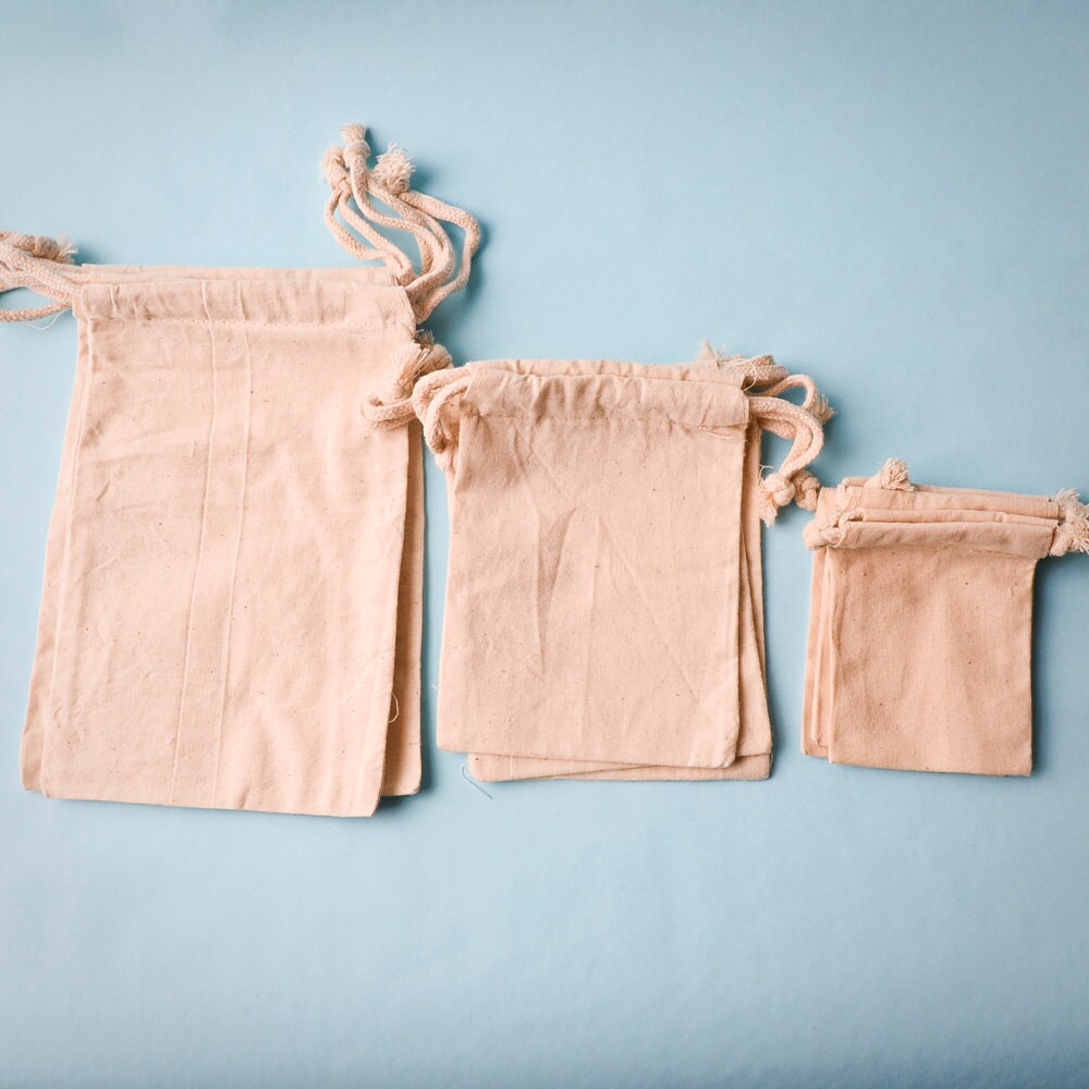 48 Muslin Bags 3x4 Natural Drawstring Sack Rustic Gift Bag | Etsy